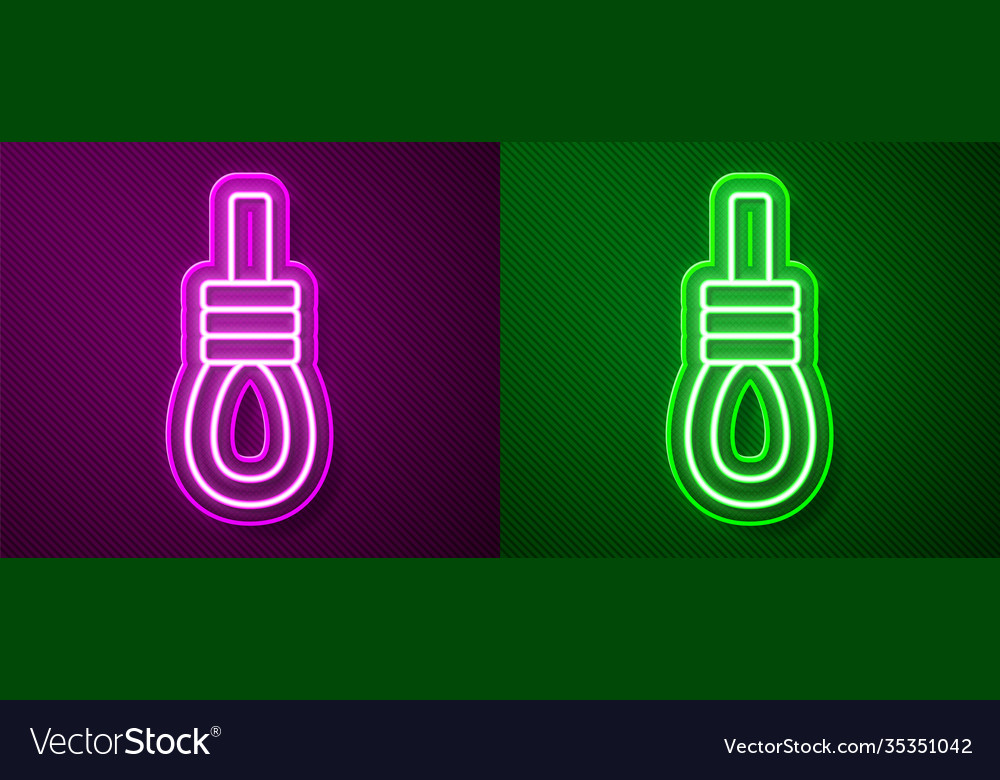 Glowing neon line gallows rope loop hanging icon Vector Image