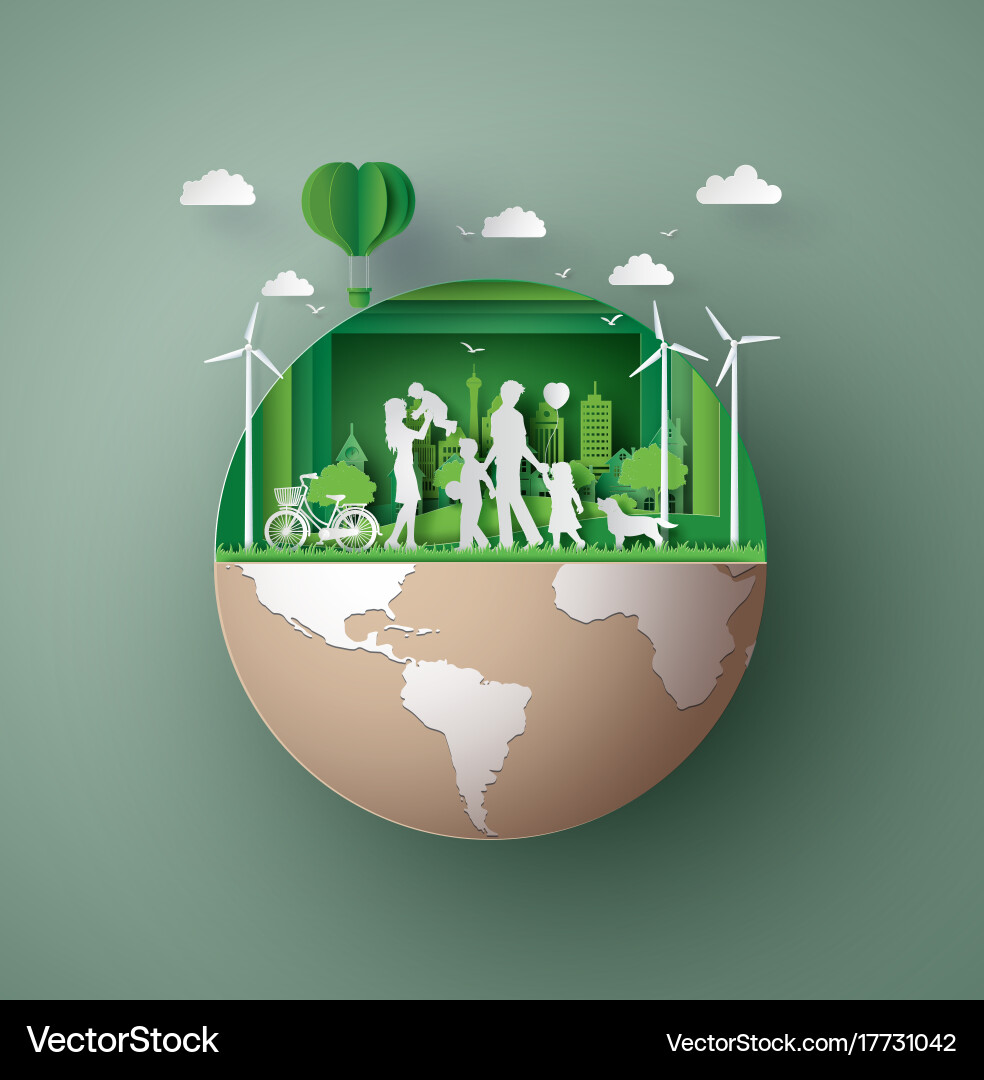 Paper art concept eco friendly save earth Vector Image