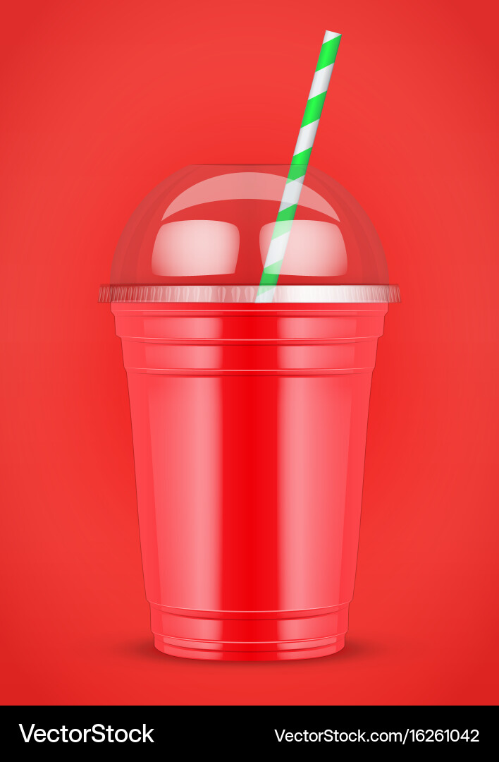 Plastic cup with smoothie and tube Royalty Free Vector Image