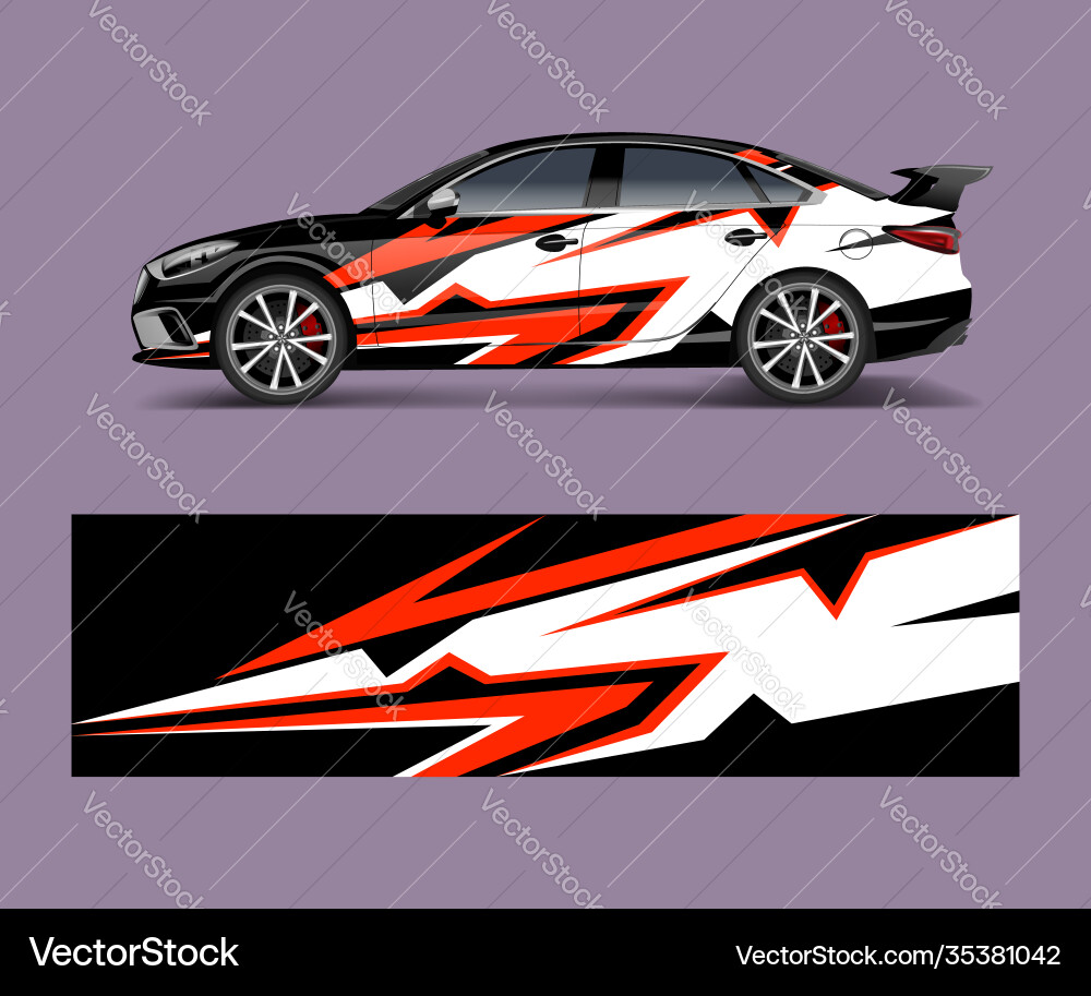 Racing car wrap with abstract stripe shapes Vector Image