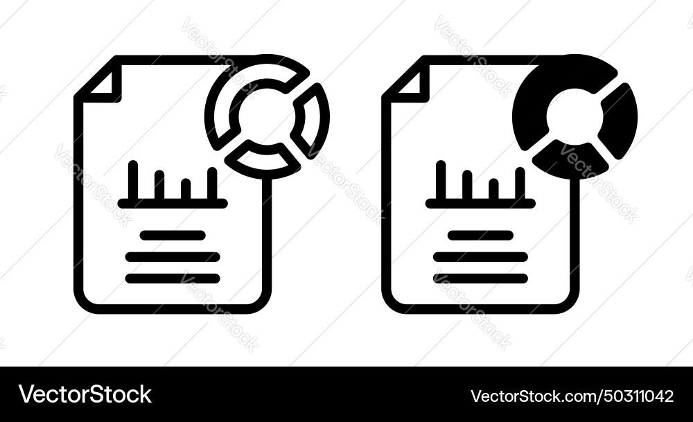 Report icon set document file paper in a black Vector Image