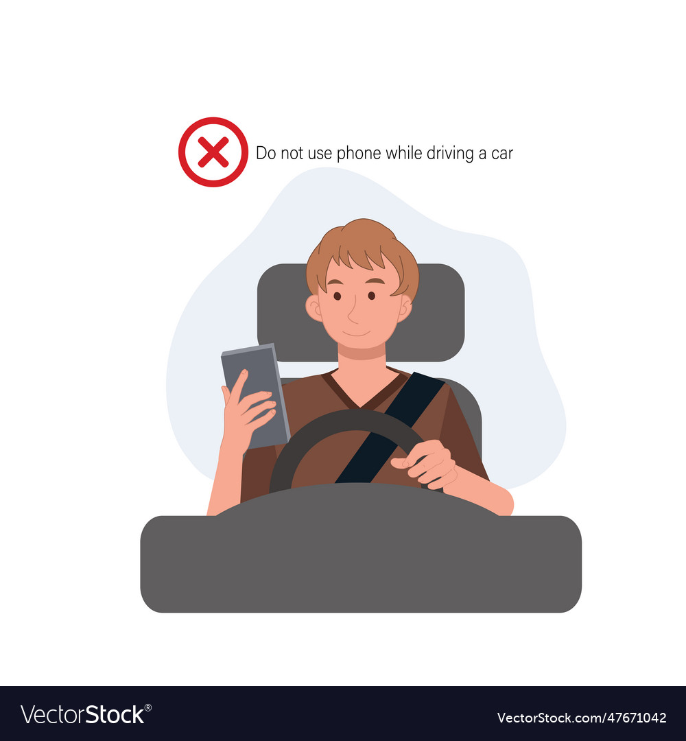 Safety driving rules concept phone while driving Vector Image