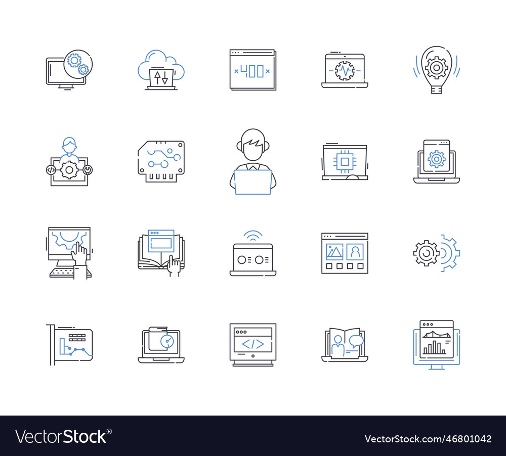 Search engine line icons collection google bing Vector Image Search engine line icons collection google bing Vector Image