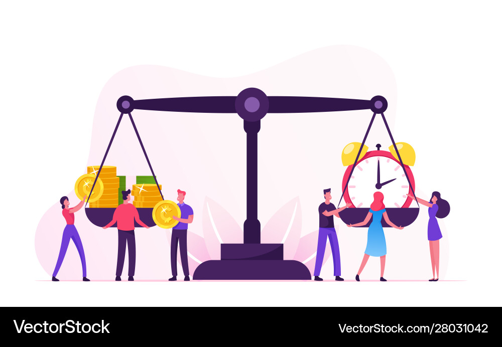 Time is money concept tiny businesspeople Vector Image