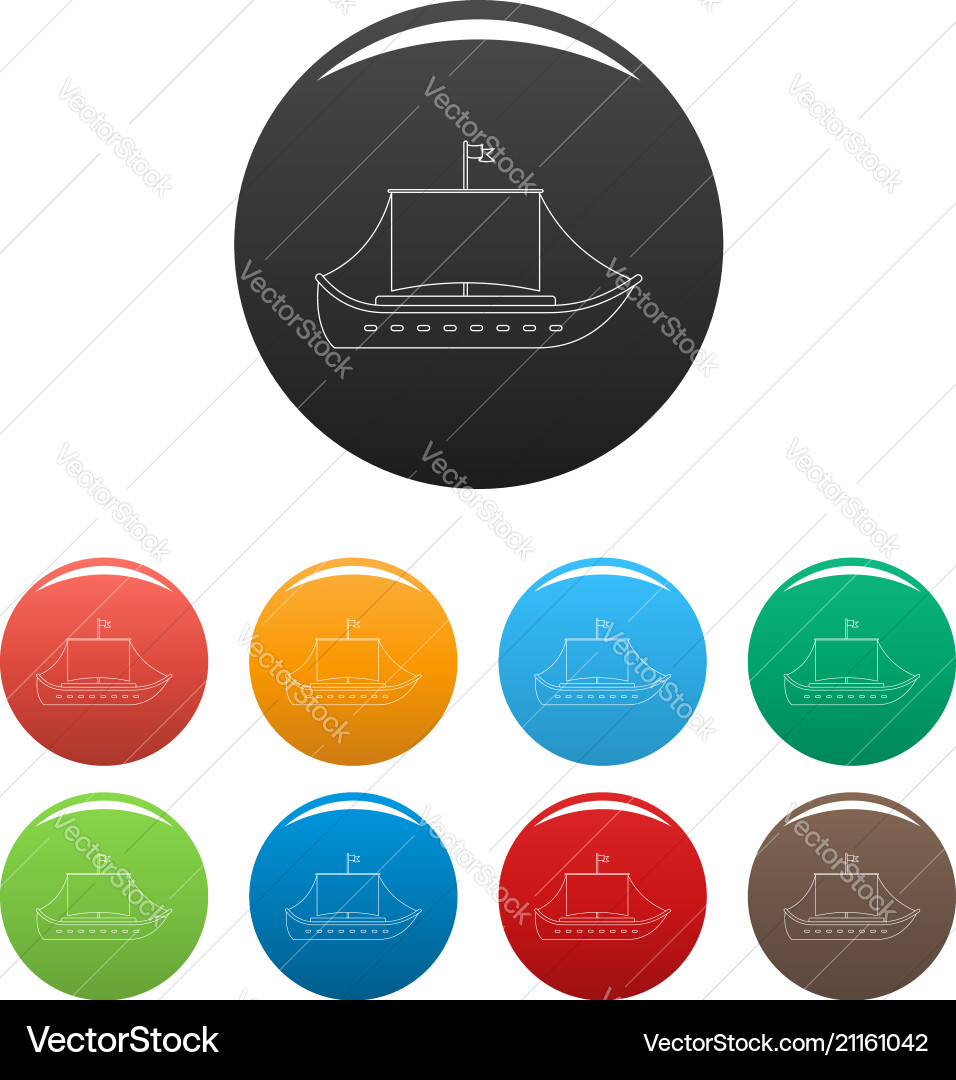 Vessel icons set color Royalty Free Vector Image