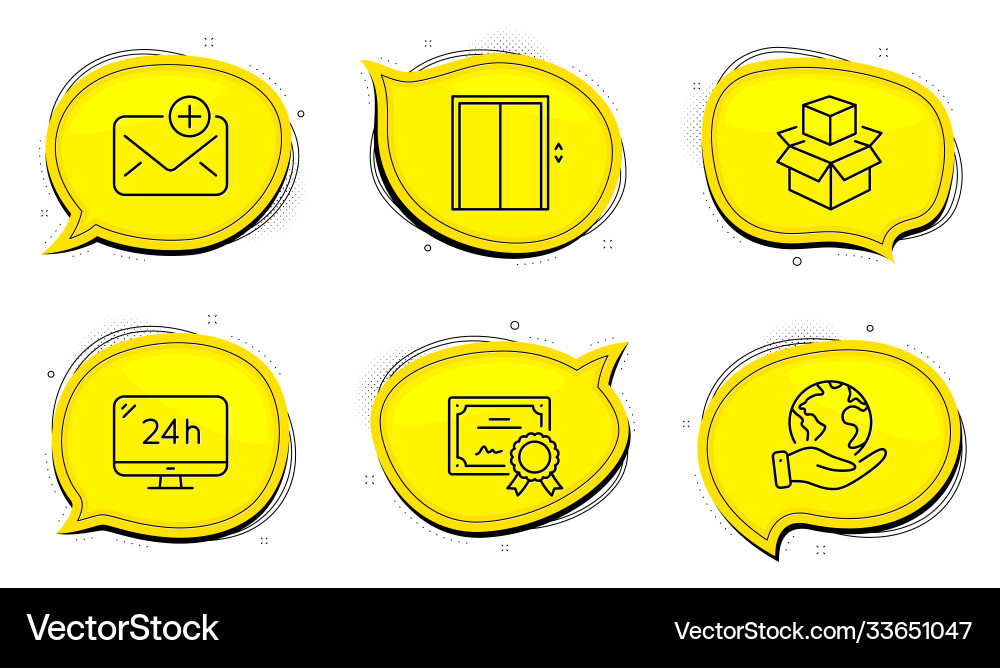 24h service packing boxes and new mail icons set Vector Image