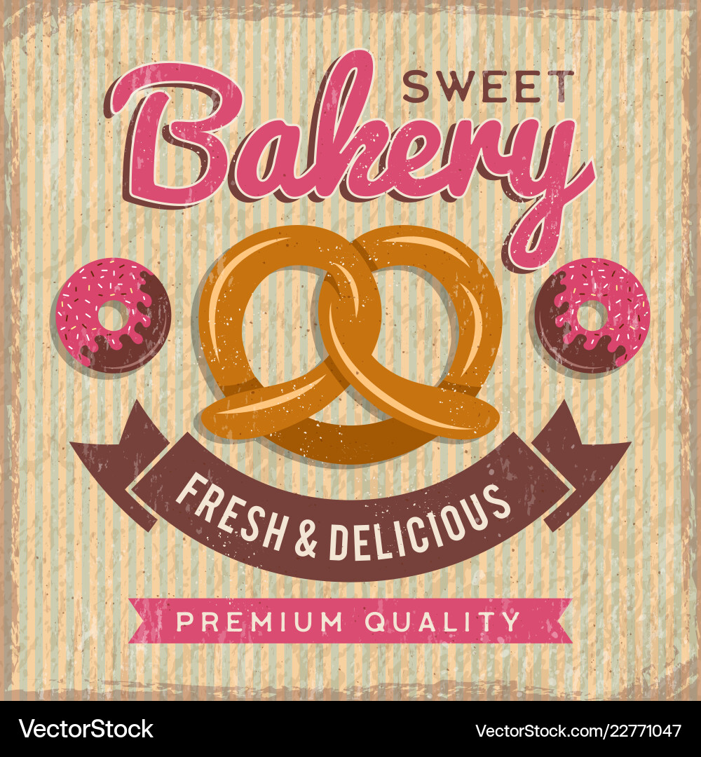 Bakery poster design bread and donuts Royalty Free Vector