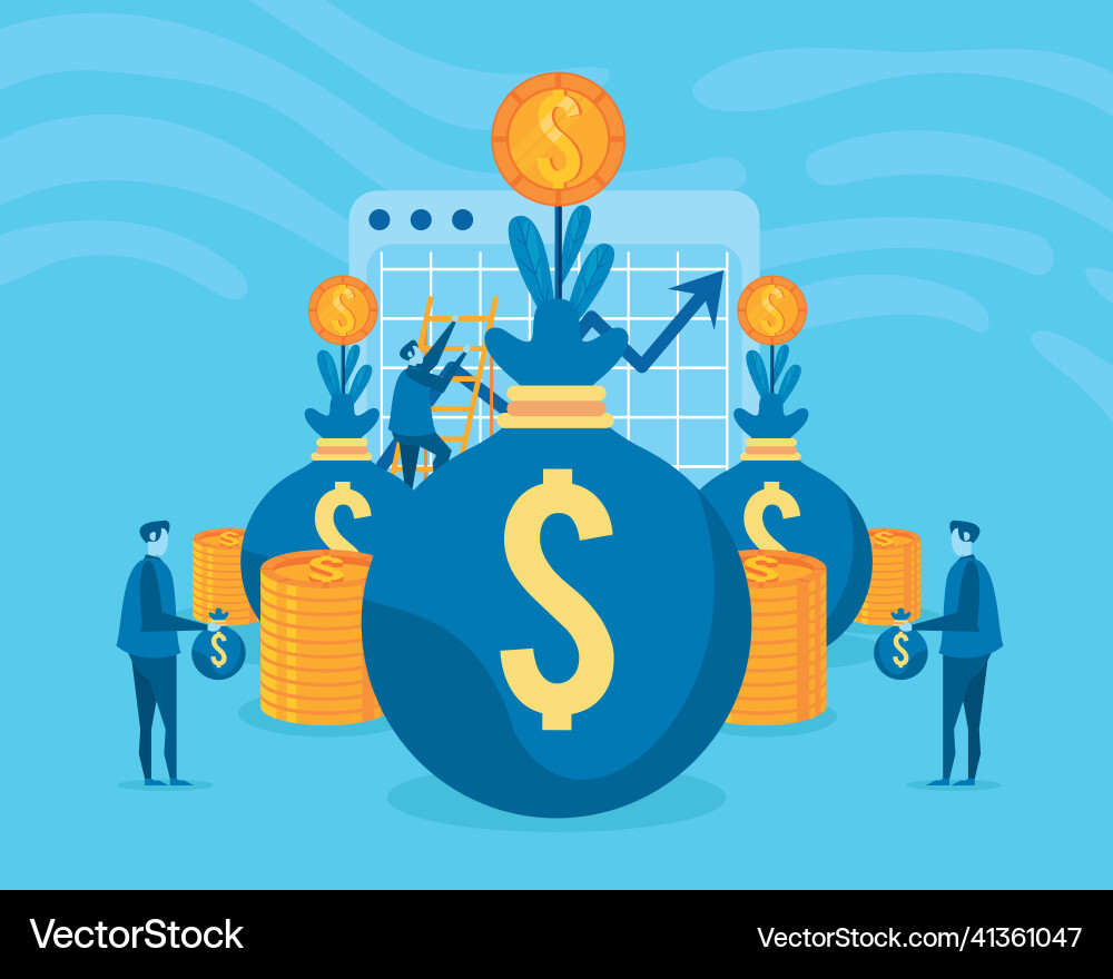 Businessmen with dollars coins Royalty Free Vector Image