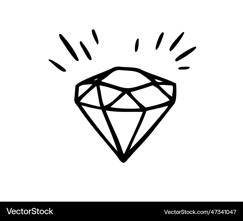 Diamond doodle icon hand drawn style outline Vector Image