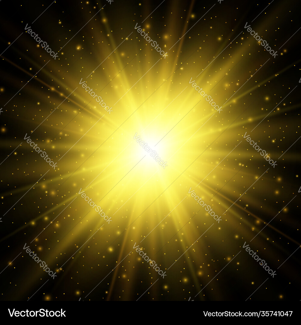 Gold glitter star burst with sparkles Royalty Free Vector