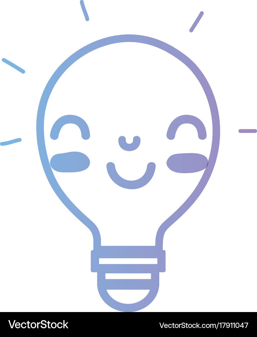 Line kawaii cute happy bulb idea Royalty Free Vector Image