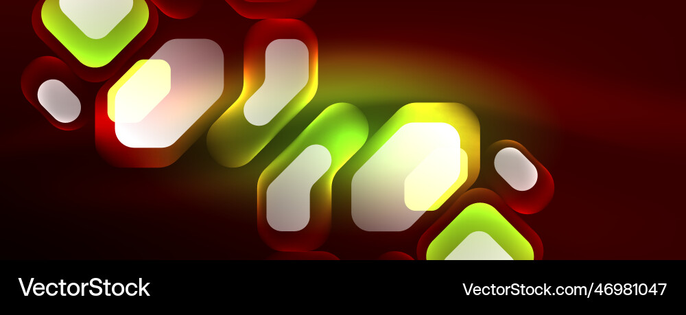 Neon lines squares and round shapes abstract Vector Image