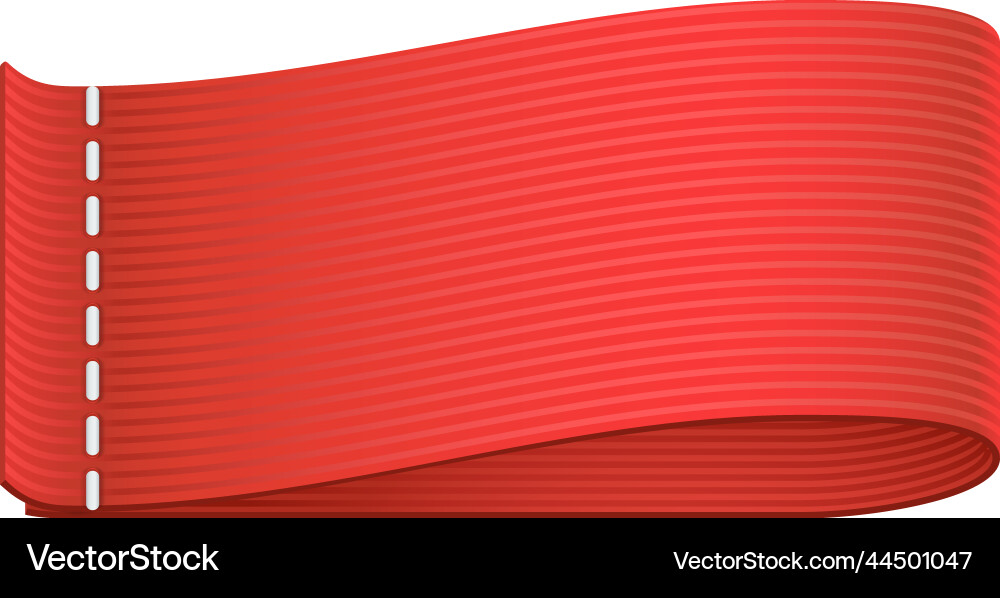 Realistic stitch on red textile ribbon fabric Vector Image
