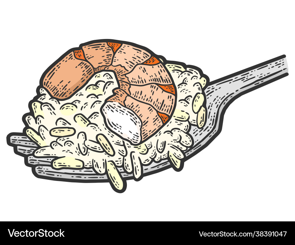 Risotto with seafood sketch scratch board Vector Image