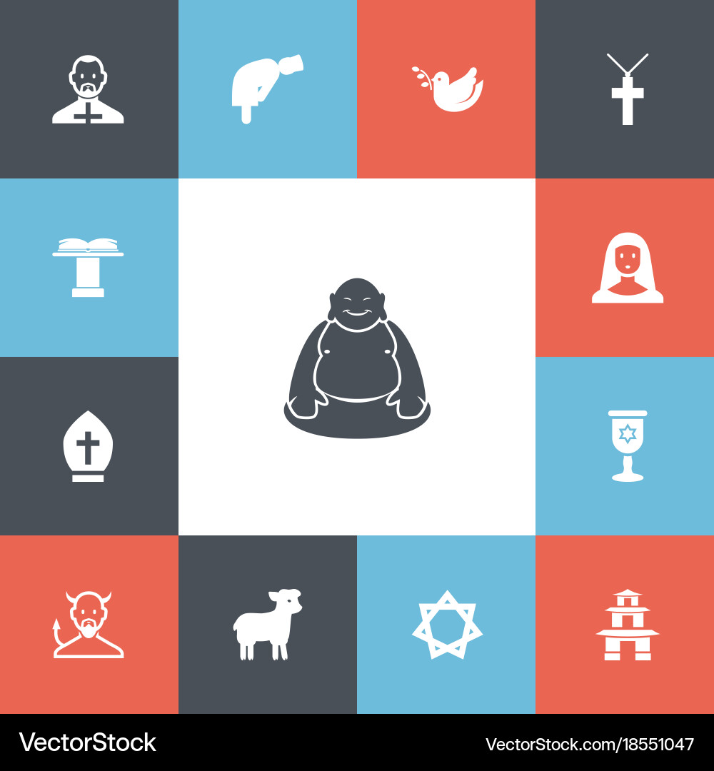 Set of 13 editable religion icons includes Vector Image