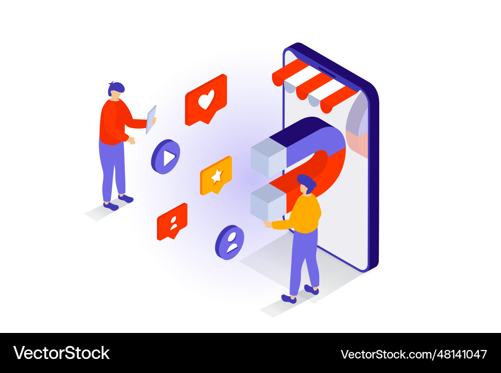 Social media concept in 3d isometric design Vector Image