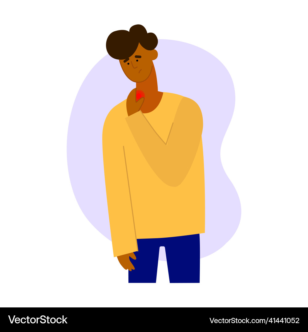 Black man with neck pain tech neck Royalty Free Vector Image