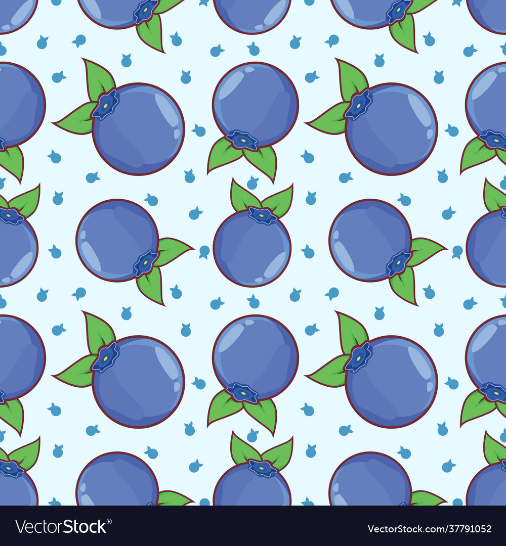 Blueberries fruit seamless pattern Royalty Free Vector Image