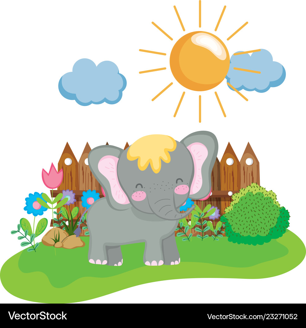 Cute and little elephant character Royalty Free Vector Image