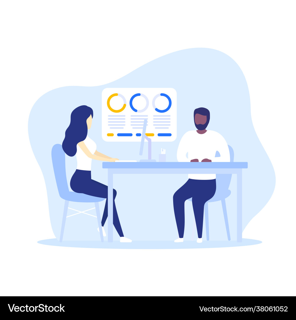 Financial advisor woman and data Royalty Free Vector Image