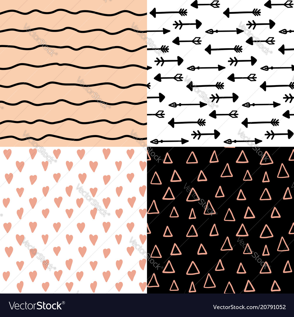 Hand drawn seamless pattern set simple texture Vector Image