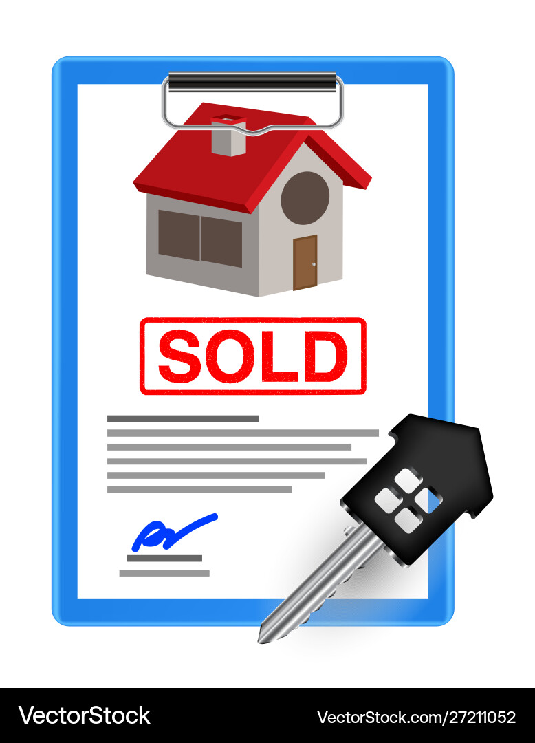 House sale sheet with key Royalty Free Vector Image