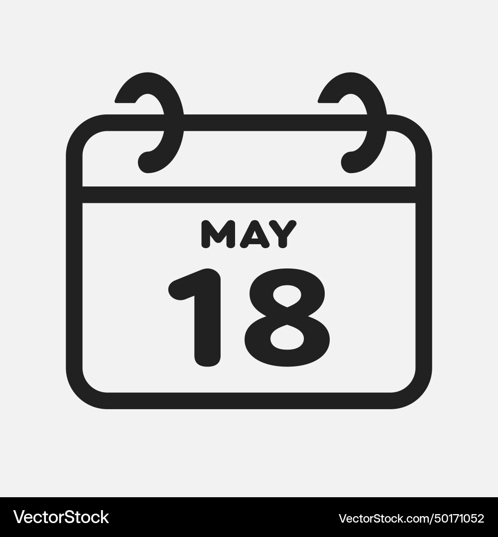 Icon page calendar day - 18 may Royalty Free Vector Image