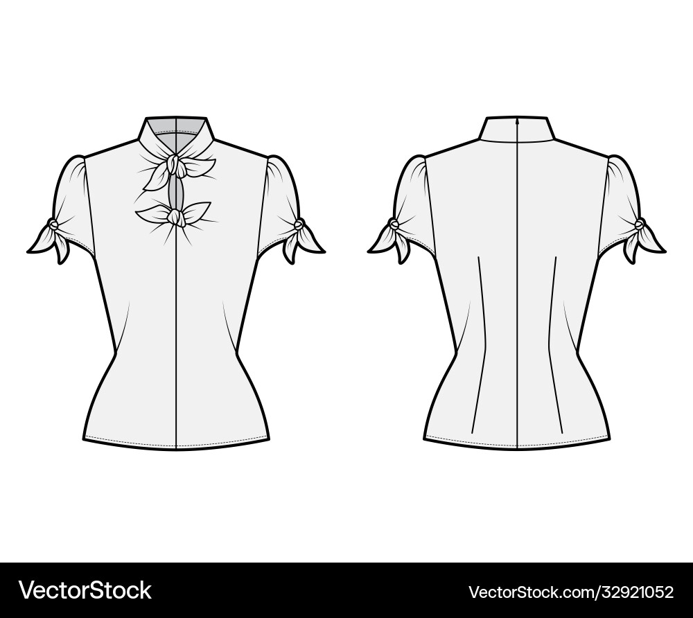 Knotted cutout blouse technical fashion Royalty Free Vector