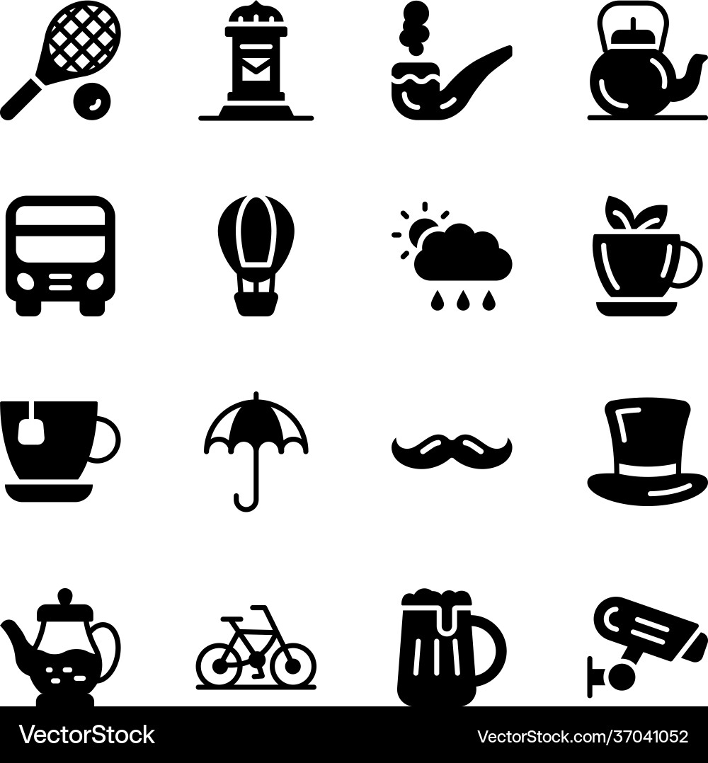 London elements solid icons pack Royalty Free Vector Image