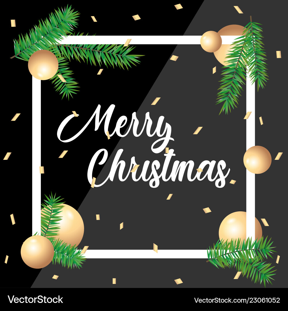 Merry christmas greeting card in square frames Vector Image
