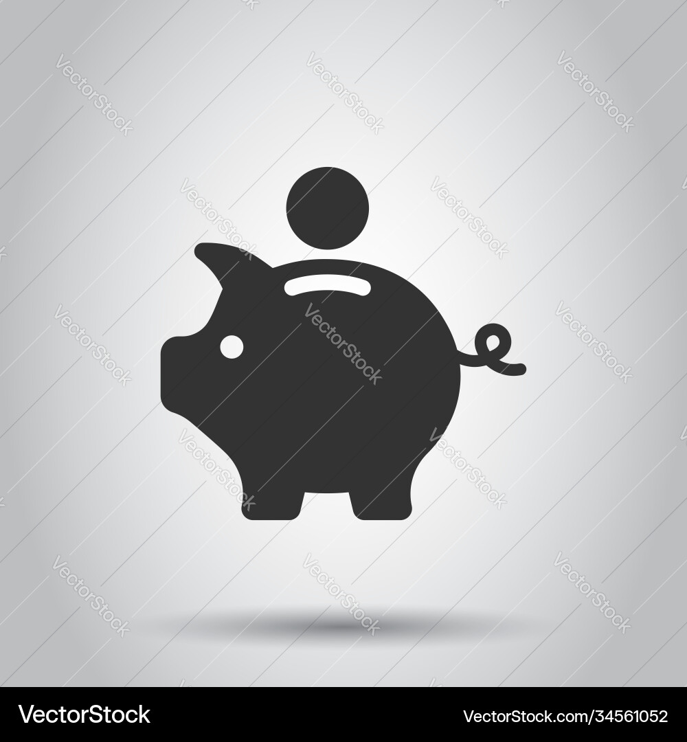 Money box icon in flat style pig container Vector Image