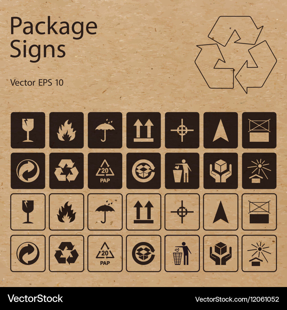 Package symbols on craft paper background Vector Image