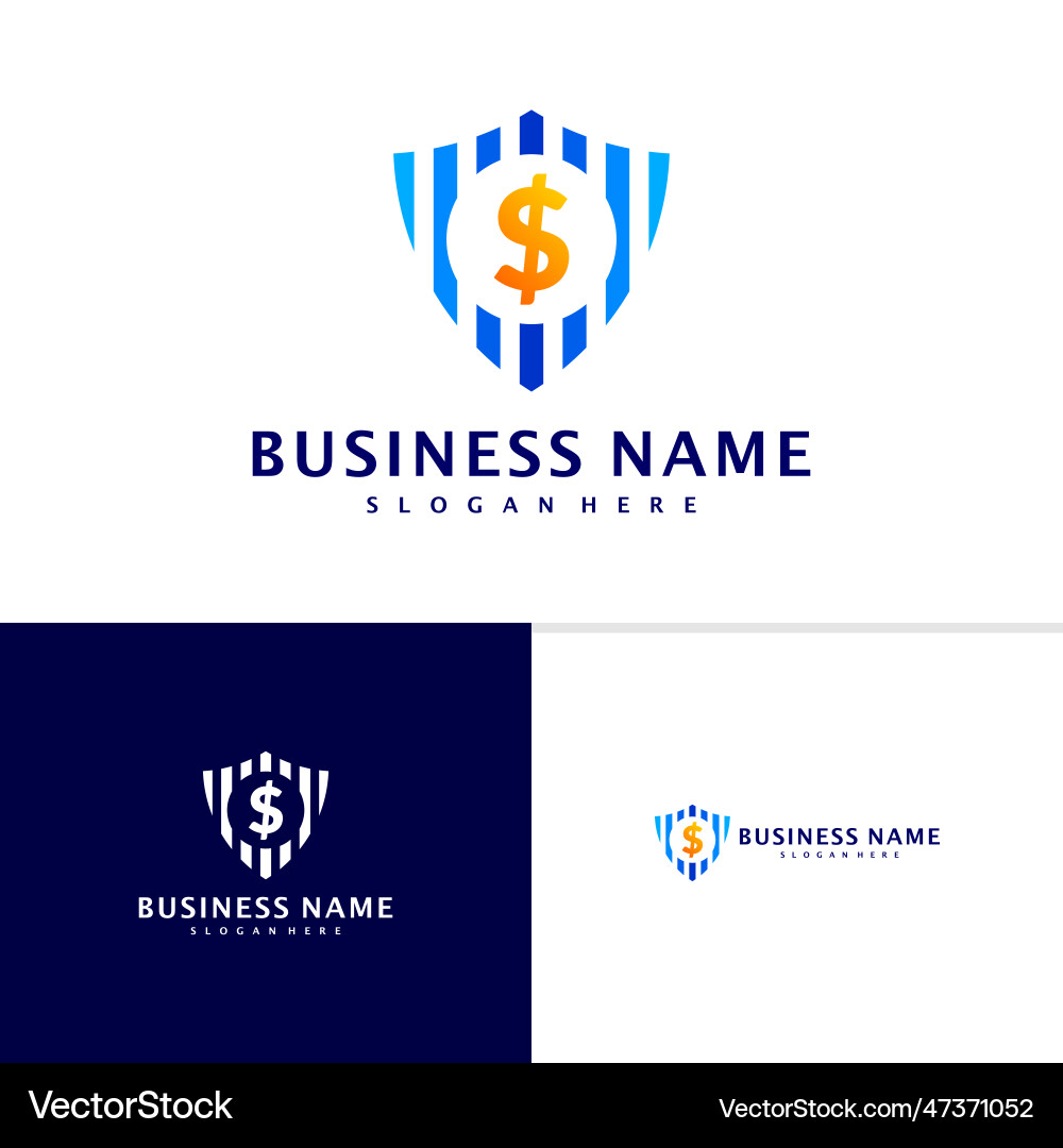 Shield money logo design concept coin Royalty Free Vector