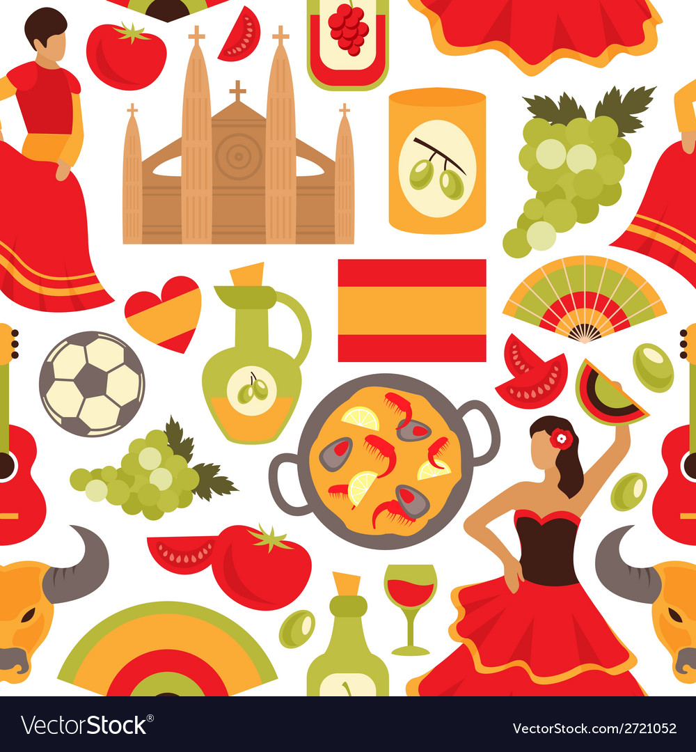 Spain seamless pattern Royalty Free Vector Image