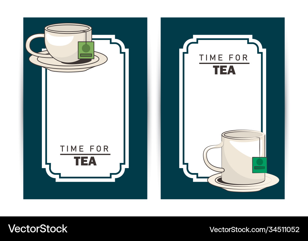 Time for tea lettering poster with cup and mug Vector Image