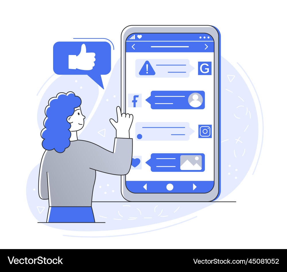 Woman with social networks Royalty Free Vector Image