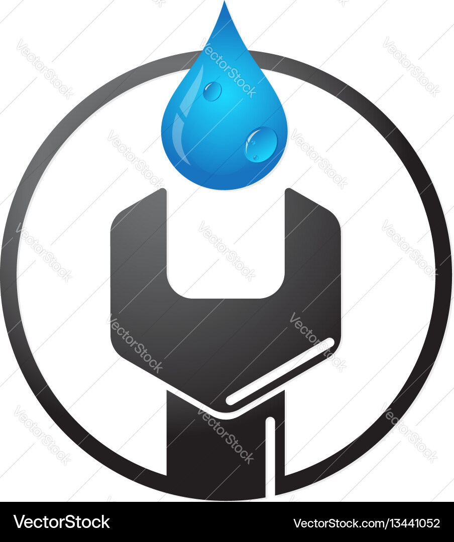 Wrench and water drop symbol Royalty Free Vector Image