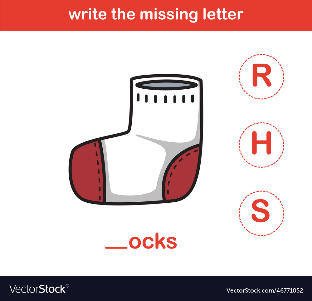 Write the missing letter Royalty Free Vector Image