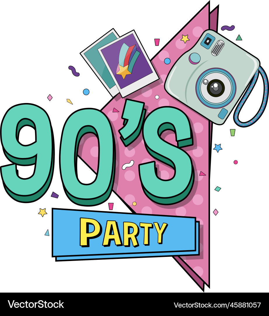 90s party banner template Royalty Free Vector Image