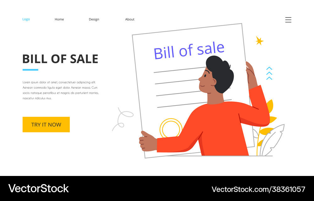 Bill sale concept with tiny young male Royalty Free Vector