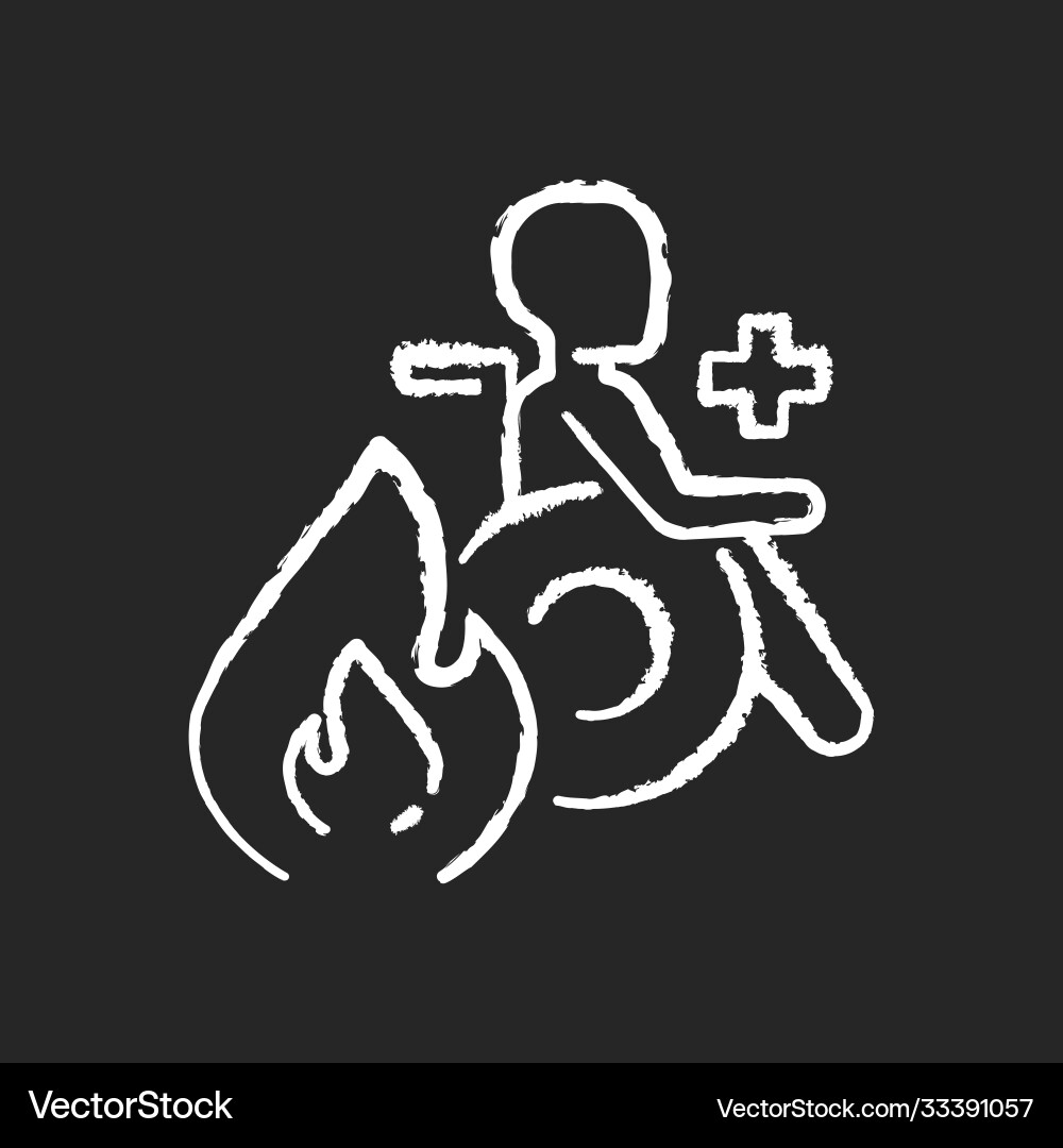 Burn center chalk white icon on black background Vector Image