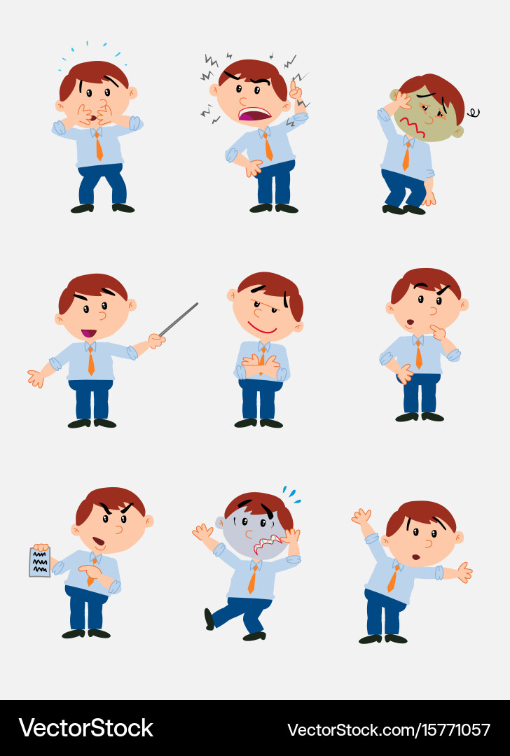 Businessman character in a set with 9 variations Vector Image