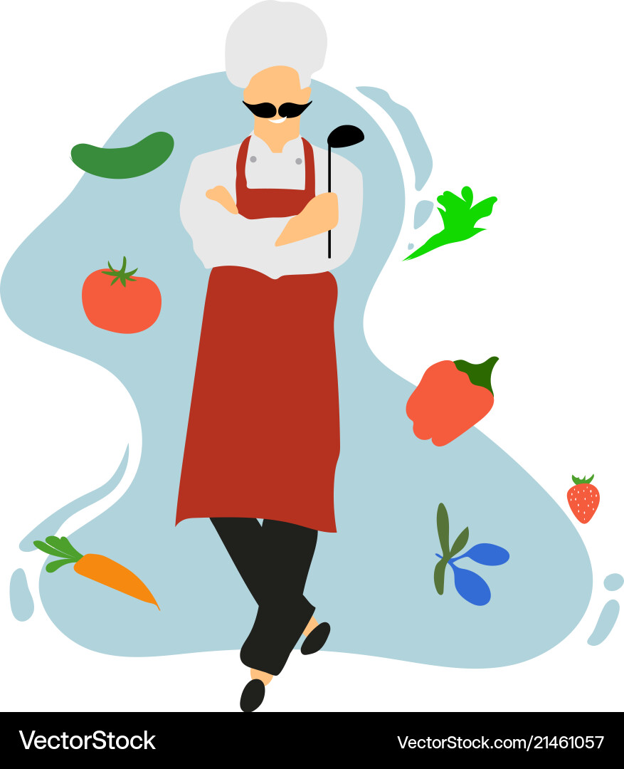 Chef in restaurant kitchen cooking cute cook Vector Image