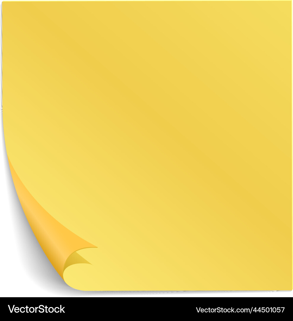 Color memo blank reminder note yellow paper Vector Image