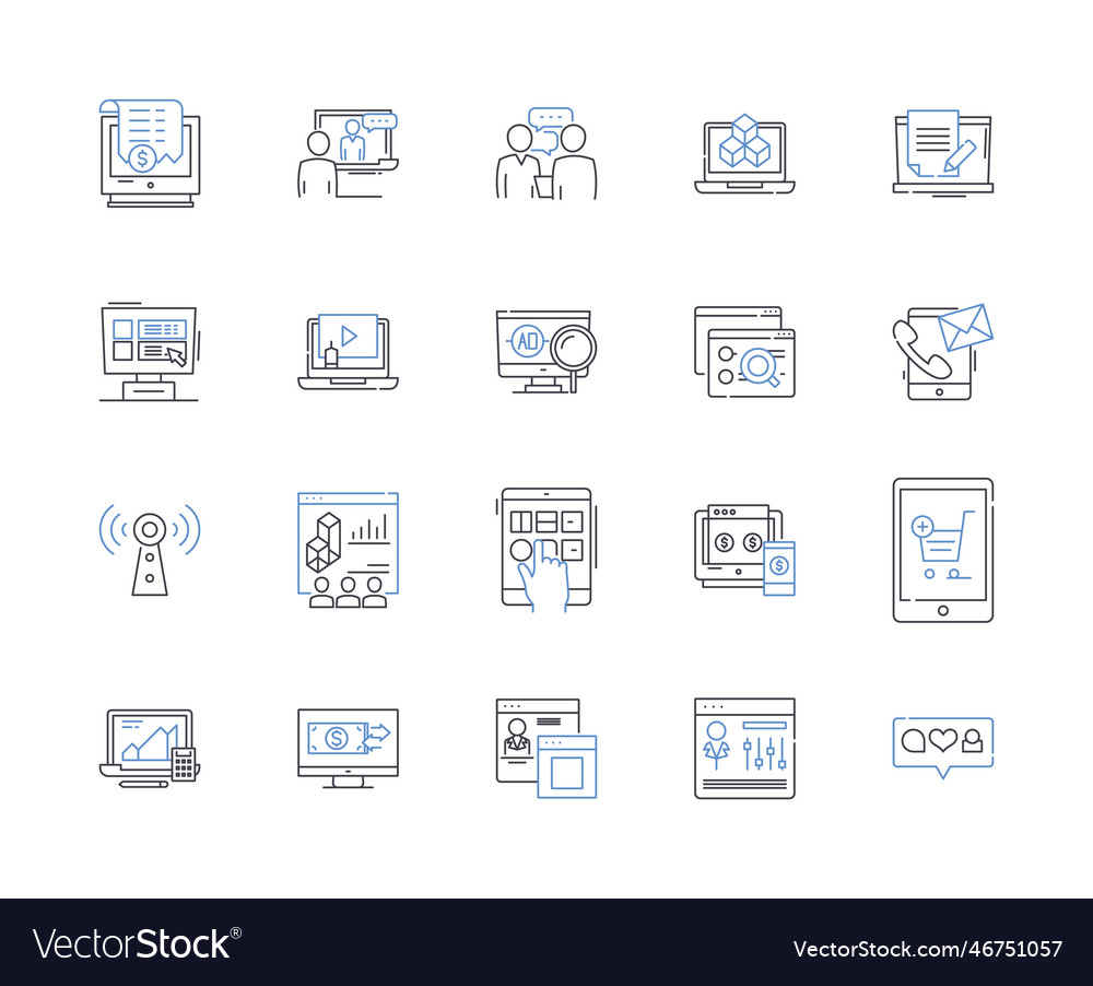 Content management outline icons collection Vector Image