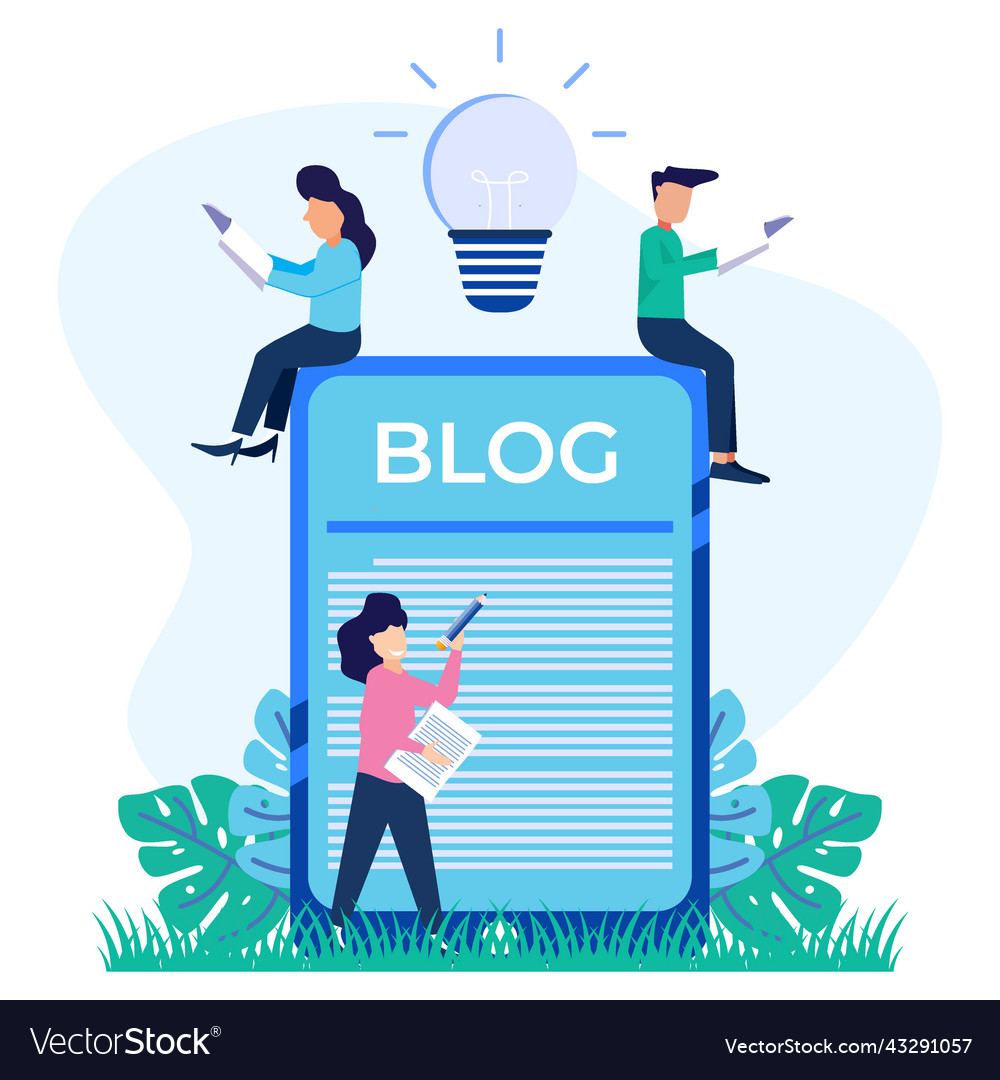 Graphic cartoon character of blogging Royalty Free Vector