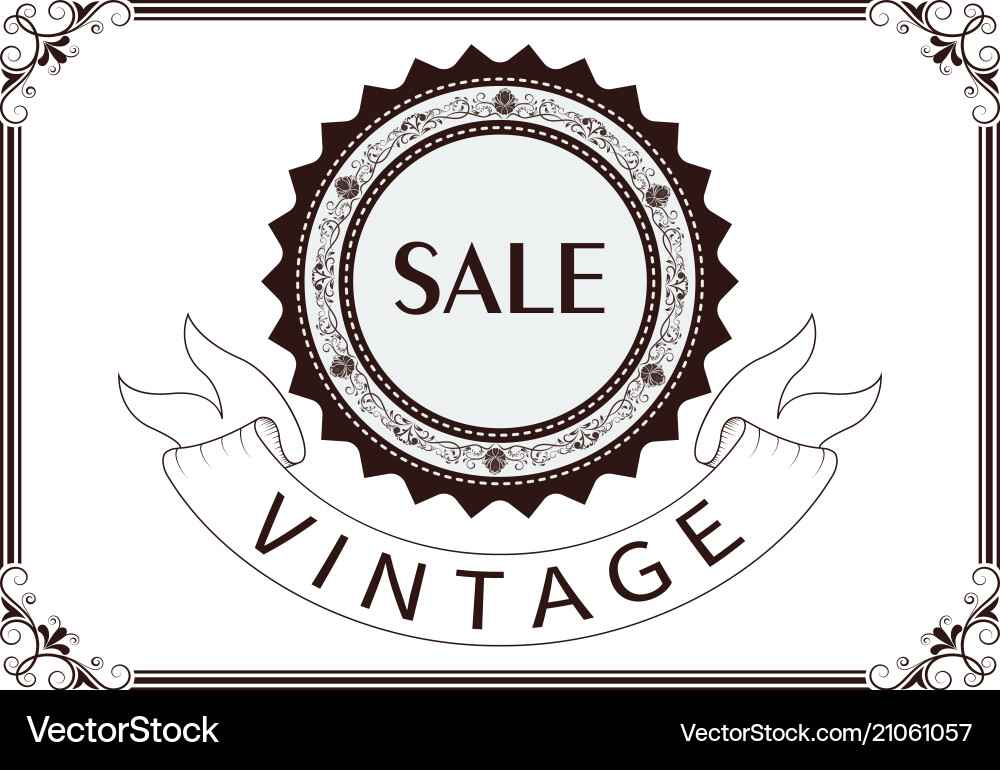 Price tag with vintage frame Royalty Free Vector Image