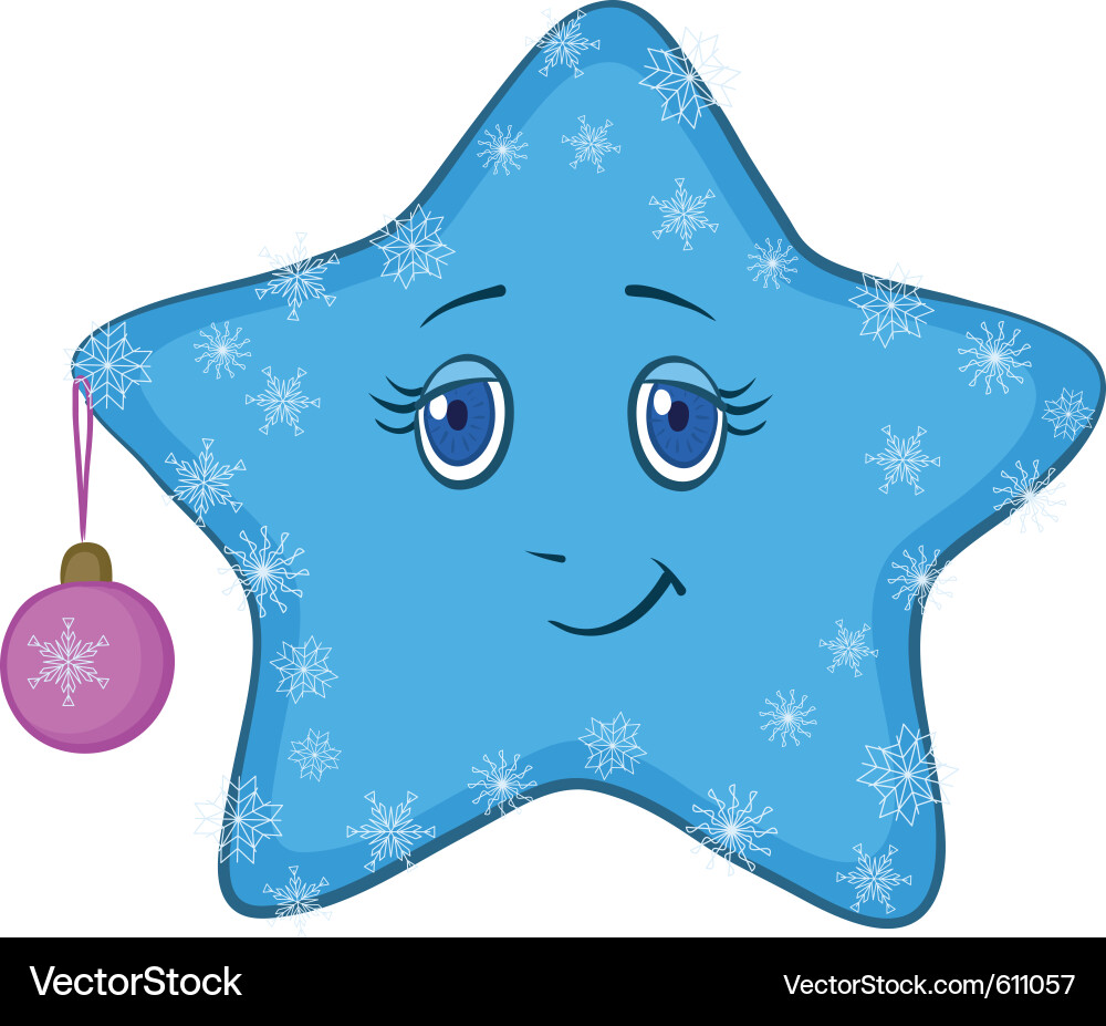 Smiley star with christmas ball Royalty Free Vector Image