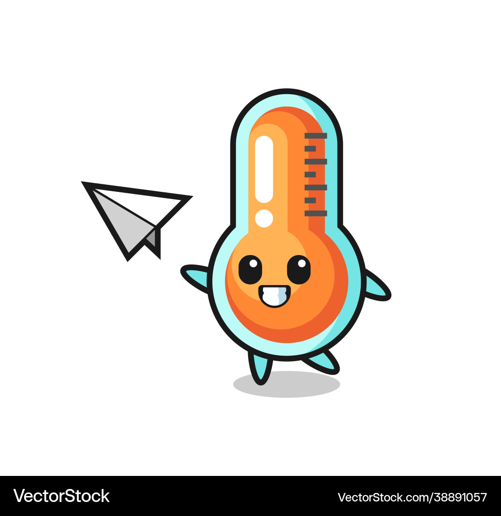 Thermometer cartoon character throwing paper Vector Image