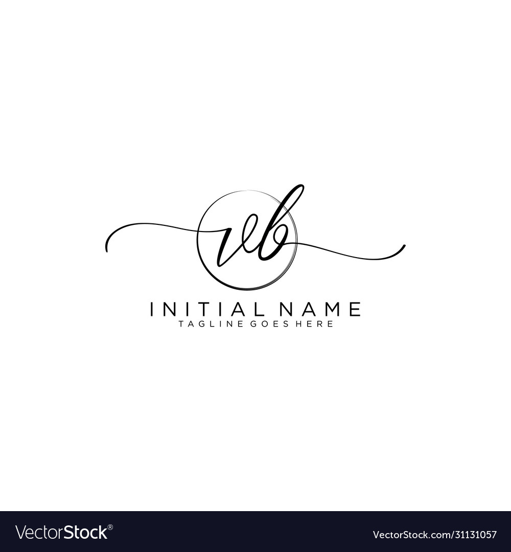 Vb initial handwriting logo with circle template Vector Image